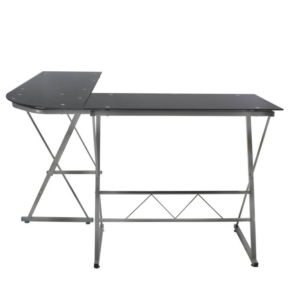 Escritorio en L de Cristal Negro | Remate de Escritorios – Remate de ...